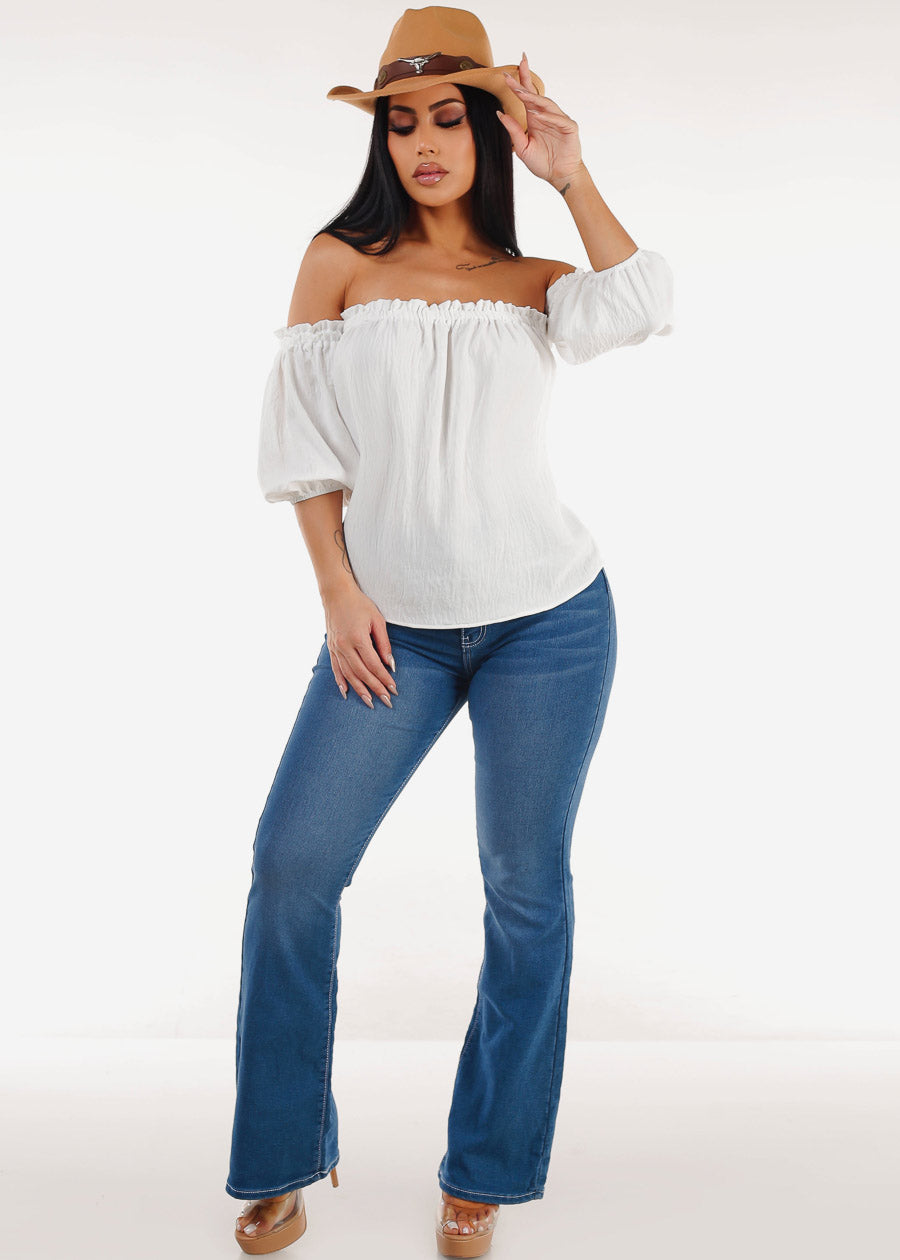 Women's Stretch Indigo Bootcut Jeans - High Rise Indigo Bootcut Jeans – Moda Xpress